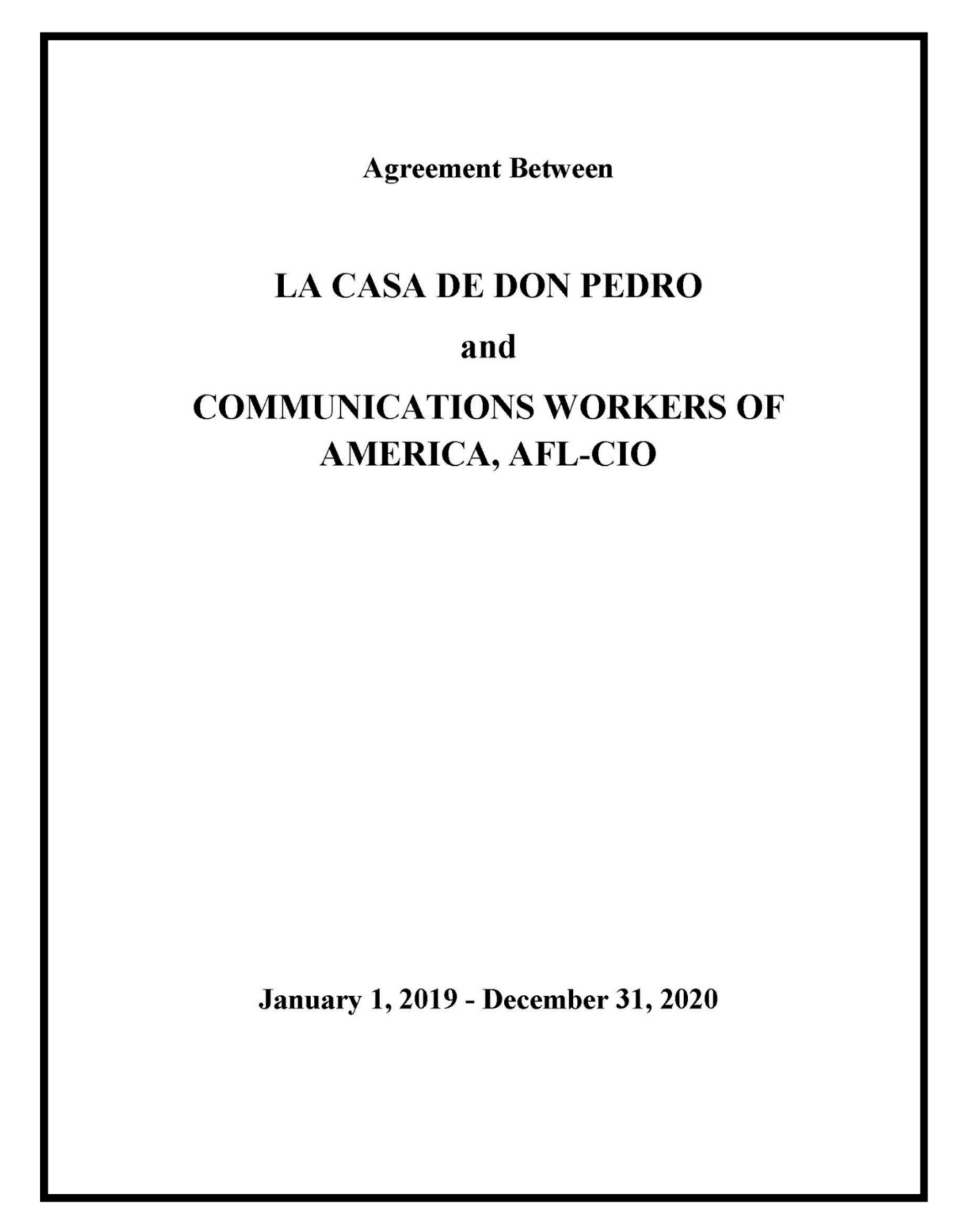 Collective Bargaining Agreement between CWA Local 1037 and La Casa De ...